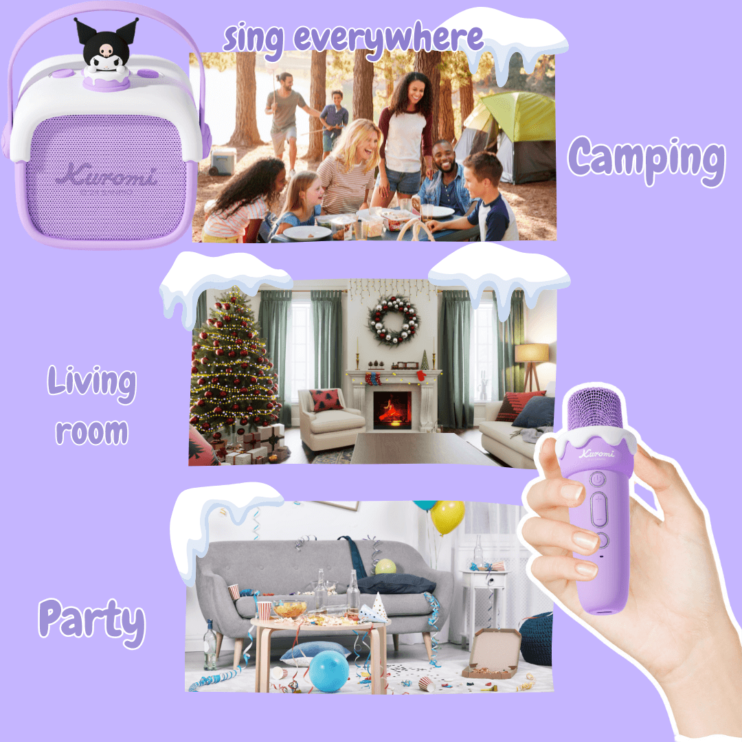 Kuromi Portable Bluetooth Mini Karaoke Microphone Singing Speaker with ...